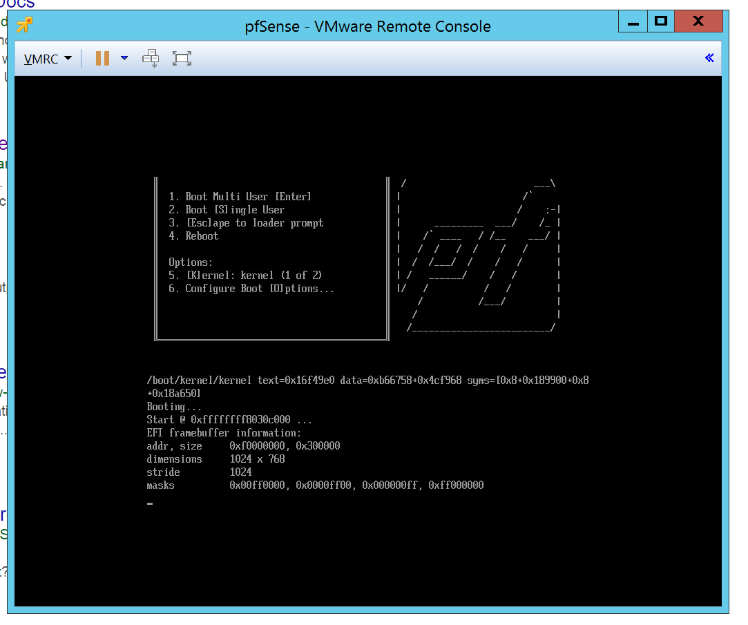 Bug #7975: ESXi 6.5 UEFI boot stops at framebuffer info - pfSense - pfSense bugtracker